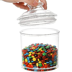 Lyellfe Set of 3 Acrylic Apothecary Jars, Vanity Organizer Canister with Airtight Lids, Bathroom Qtip Holder, Clear Storage Jar for Candy, Bath Salt, Cotton Ball, Cotton Swab, 34 oz, 25 oz, 17 oz