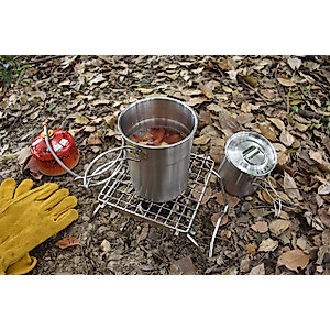 DZRZVD Camp Grill with Foldable Legs-304 Stainless Steel Grill Grate for Gas Stove-Ultralight Campfire Stand-Portable Grill Grid for Backpacking/Camping/Hiking/Picnic/Traveling/Fishing with Carry Bag