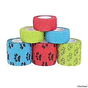 Self Adhering Bandage - Injury Wrap Tape for Dogs - Pack of 6 - Supports Muscles and Joints - Does not Stick to Hair - Elastic, Water Repellent, Breathable - Relieves Stress (for Dogs)