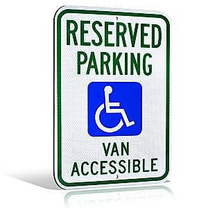 Signs Authority Reserved Parking Sign - 18Hx12W-Inch Reflective Aluminum Handicapped Parking Sign - Easy to Install Handicap Van Accessible Sign - Engineer Grade Ultra Reflective - Blue Green on White