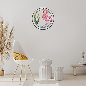 Vidduo Flamingo Metal Wall Art Hanging Décor for Indoor Outdoor, Flamingo Wall Plaque Hanging Artwork Garden Statues and Sculptures Wall Mural Yard Garden Decor for Home Room Door Patio Yard, 13"