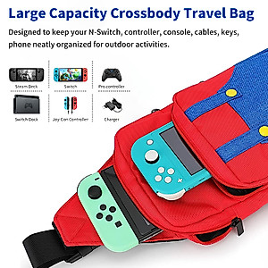 THRCIFLO Portable Crossbody Travel Bag, Cute Shoulder Bag Backpack, Durable Carrying Sling Bag for Game Accessories Storage