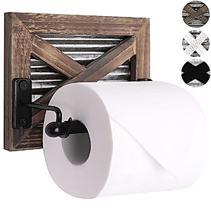 Autumn Alley Rustic Farmhouse Toilet Paper Holder Wall - Farmhouse Bathroom Country Decor Accessories with Warm Brown Wood, Galvanized Metal & Black Adds Western Decor Charm