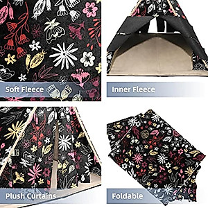 Y-DSIWX Guinea Pig Hideout Cozy Hamster House Cave for Bunny Chinchilla Hedgehog Small Animal Colourful Flowers Leaves