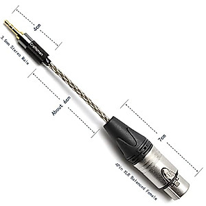 GUCraftsman 3.5mm Stereo Male to 4 Pin XLR Balanced Female Portable Headphone Adapter Cable 6N Single Crystal Silver Headphone Jack Convert Cable for Audio Players with 3.5mm Ports