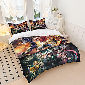 KNBNFD Anime Character Collection Duvet Cover Bedding Set,3D Cartoon Soft Comfortable Quilt Cover Twin Full Queen King Size with Pillowcase (Color 10, Full)