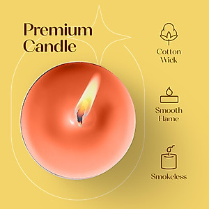 Orange Scented Tealight Candles - Pack of 30 Scented Tea Light Candles with Long Lasting Aromas - Apple Cinnamon Fragranced Orange Tealight Candles - 4 Hour Burn Time