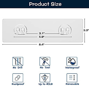 AKTECKE Shower Caddy Adhesive Replacement, No Drilling Transparent Adhesive Wall Hooks for Corner Shower Organizer, Waterproof Adhesive Strips for Bathroom Storage Shelf