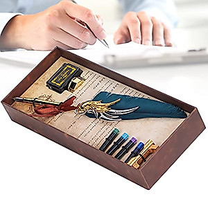 GOWENIC Calligraphy Pen Ink Set, Handcrafted Retro Quill Pen Set Quill Pen for Letter for Writing Gift Cards (Navy Blue)