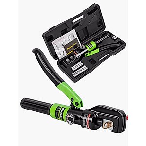 AMZCNC 10 Tons Hydraulic Wire Battery Cable Lug Terminal Crimper Crimping Tool With 9 Pairs of Dies