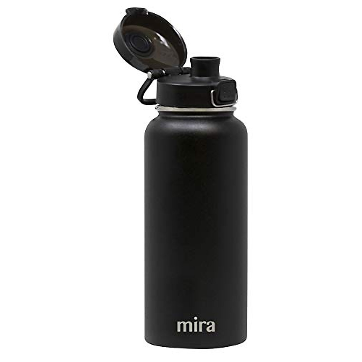 MIRA 32 oz Stainless Steel Water Bottle - Hydro Vacuum Insulated Metal Thermos Flask Keeps Cold for 24 Hours, Hot for 12 Hours - BPA-Free One Touch Spout Lid Cap - Black
