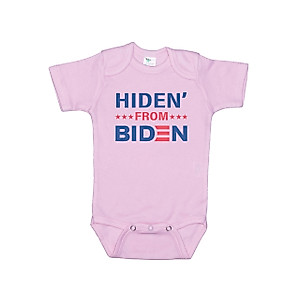 Ebenezer Fire Republican Onesie/Hiden' From Biden/Conservative Baby Outfit/Trump Bodysuit (PINK SHORT SLEEVE, 6-12M)