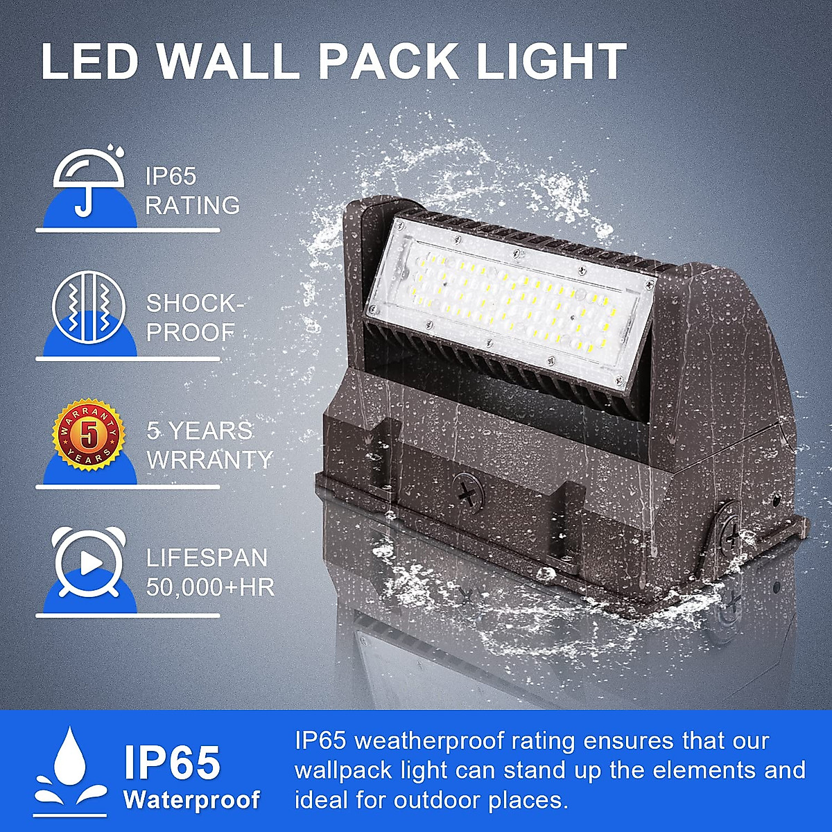 OSTEK 40W Rotatable LED Wall Pack Light, 5,400lm 5000K, Adjustable Outdoor Security Lighting for Commercial & Industrial Areas, Replaces 150W-300W MH/HPS, UL Listed