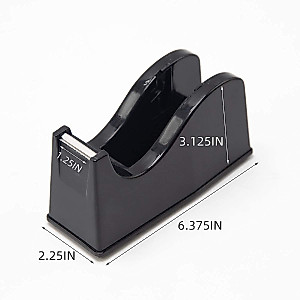 Desktop Tape Dispenser Adhesive Roll Holder (Fits 1" & 3" Core) with Weighted Nonskid Base Black