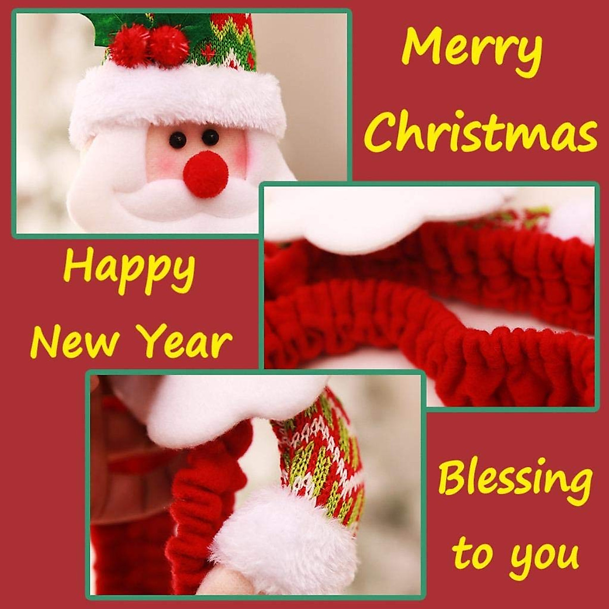 Christmas Computer Monitor Cover, Elastic Xmas Decorations Santa Claus Computer Laptop Monitor Border Cover for Home Office Decor Year Gift Ideas