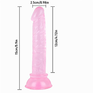 6 Inch Small Pink Jelly Dildo Realistic Mini Crystal Clear Dildo with Suction Cup for Women Adult Sex Toy