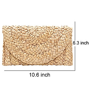 Lytosmoo Straw Clutch Purses for Women Woven Straw Beach Handbag Envelope Clutch Rattan Clutch for Summer