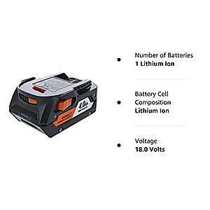 Ridgid Genuine OEM R840087 18V Hyper Lithium-Ion 4AH Single Battery