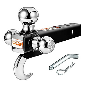 Towever 84180P 2 inch Trailer Hitch Ball, Towing Tri Ball Mounts with Hook and Pin, Fits for 2 inch Tow Hitch Receiver