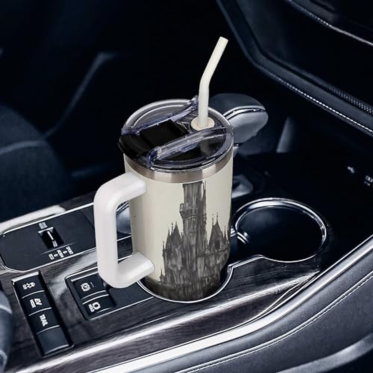 Gothic Rose Horror Dark 40oz Water Bottle Double Wall Insulated Tumbler with Handle Leakproof Travel Mug White-style