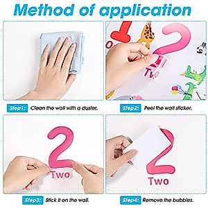 Number Wall Decals Children Number Stickers Alphabet ABC Wall Decals Peel and Stick Animal Number Wall Stickers Educational Classroom Stickers for Kids Nursery Bedroom Living Room Playroom Decorations