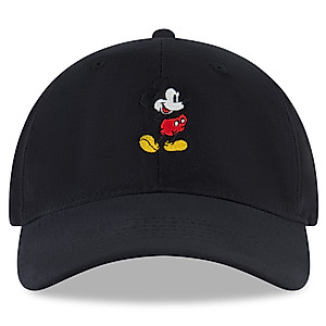 Disney Men's Baseball Cap, Mickey Mouse Adjustable Hat for Adult, Black, One Size