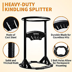 Apromise Wood Splitter - Kindling Splitter with 4 LBS Sledge Hammer and Waterproof Splitter Cover | Heavy Duty Firewood Splitter for Home, Campsite | Safer & Easier to Use & Portable