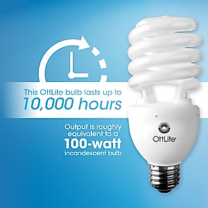 OttLite 25W Swirl Screw in Light Bulb - Compact Fluorescent Light Bulbs Replacement - Bright Natural Daylight for Bedroom, Living Room, Home Office, & Garage - Low Heat & Glare for Reduced Eyestrain