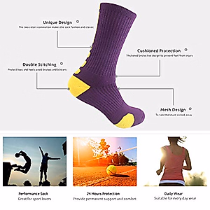 OLCHEE Boys Sock Basketball Soccer Hiking Ski Athletic Outdoor Sports Thick Calf High Elite Crew Sock 8 Pack B, Size M