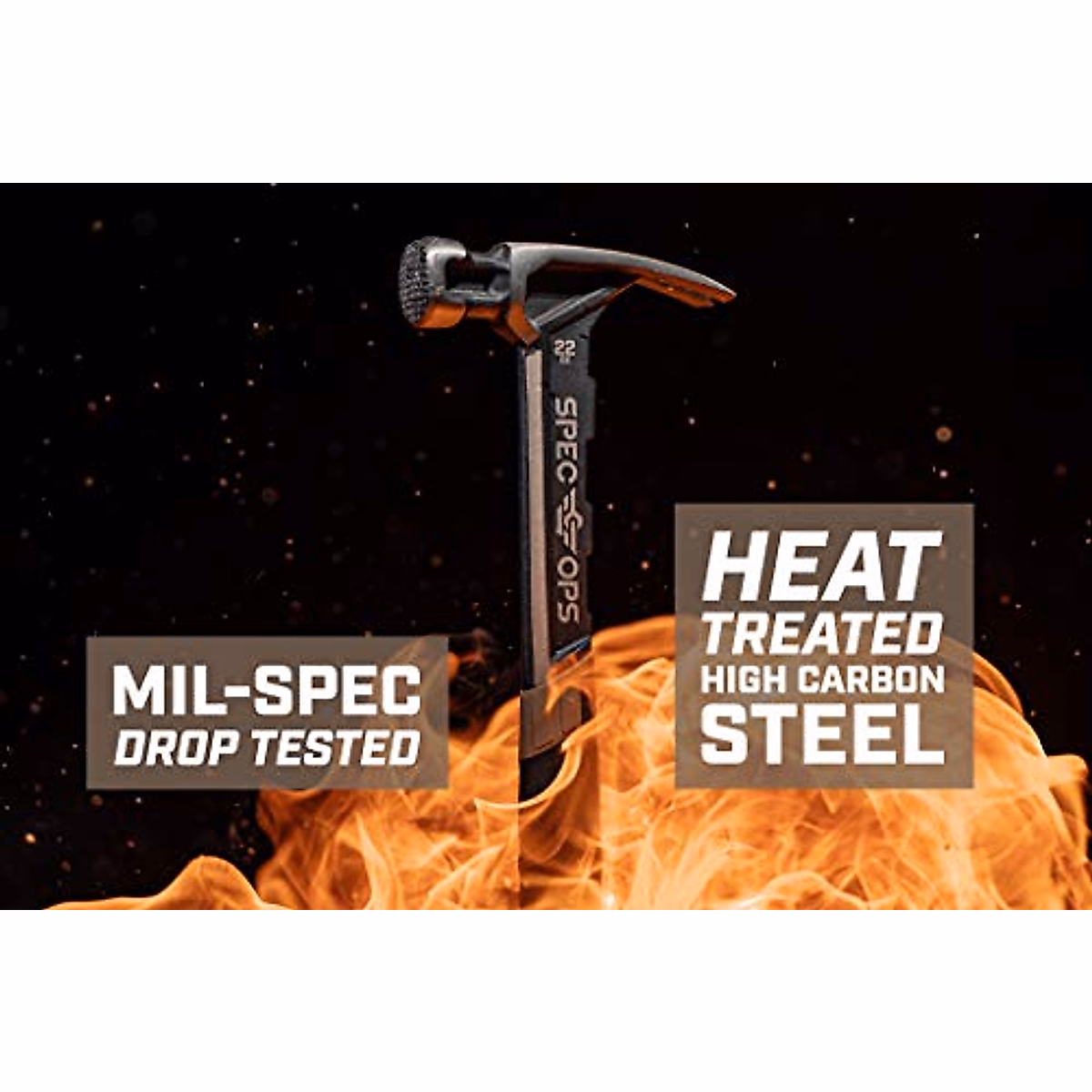 Spec Ops - SPEC-M22CF Tools Framing Hammer, 22 oz, Rip Claw, Milled Face, Shock-Absorbing Grip, 3% Donated to Veterans Black/Tan