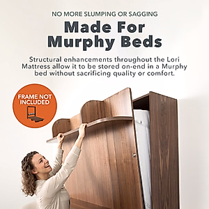 Lori Beds, Lori Mattress, Murphy Beds, Murphy Bed Mattress, Organic Cotton Cover, CertiPUR-US Memory Foam Mattress, 10-Inch Thick, Medium Firm, Twin Mattress Only