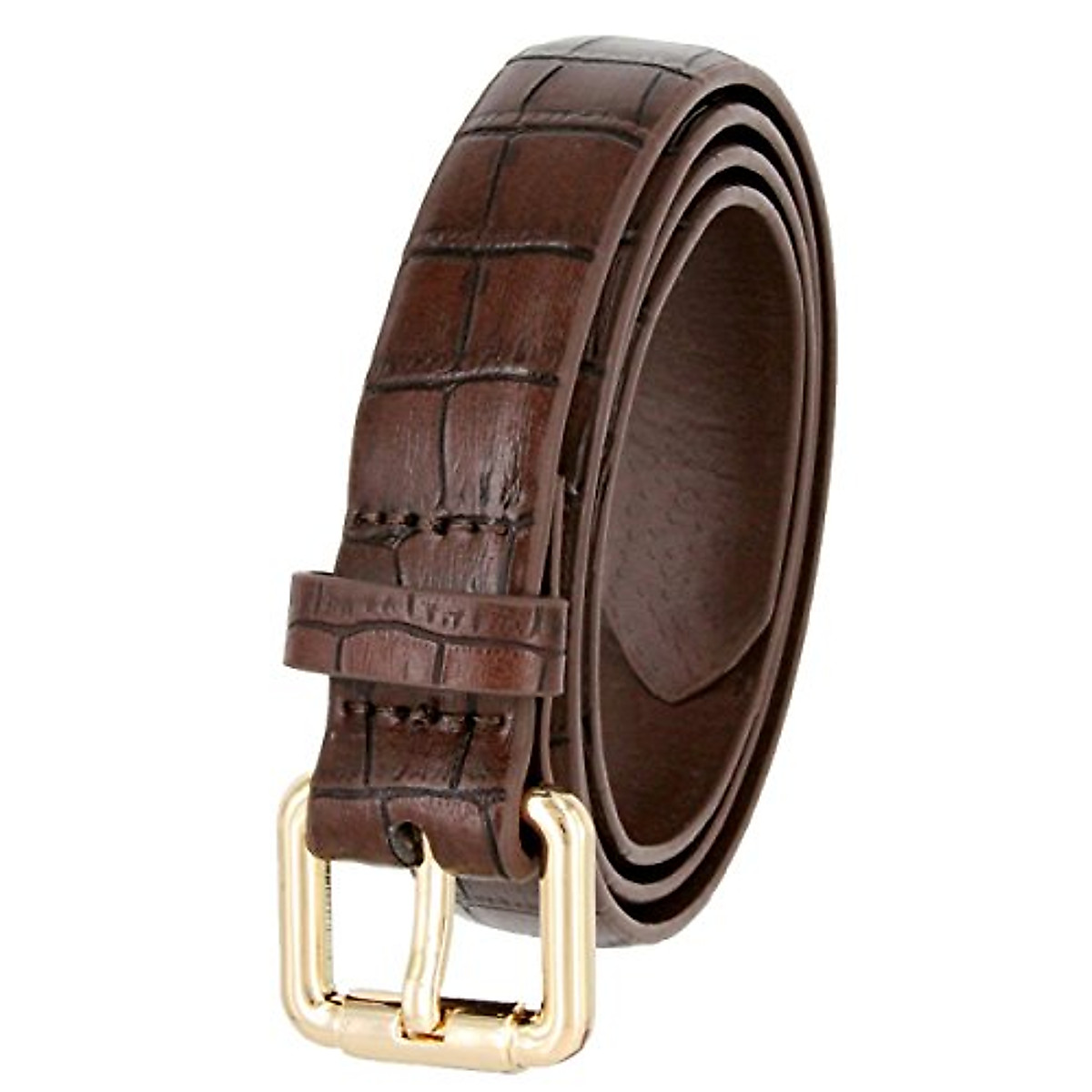 Women's Dress Belts 100% One Piece Genuine Full Grain Leather Casual Belt 1"(25mm) wide (Brown, 34)