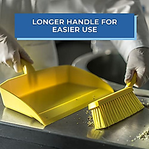 Vikan 45873 Bench Cleaning Brush, Polypropylene/Polyester Soft Bristle Dustpan Brush & Sweeper With Handle, 14-Inch, Blue