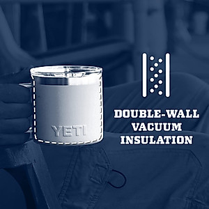 YETI Rambler 14 oz Mug, Vacuum Insulated, Stainless Steel with MagSlider Lid, Aquifer Blue