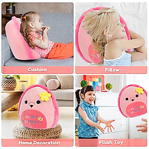 Easfan Pink Flamingo Plush Pillow Cute Stuffed Animal Cuddly Soft Toys Happy Birthday Gifts Plush Pal for Kids Girls Adults, 13-Inch