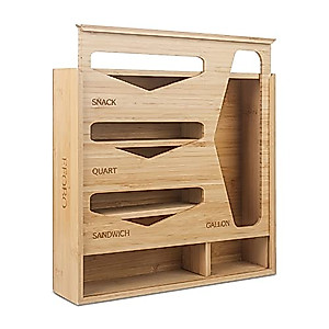 EFOBO Ziplock Bag Storage Organizer, Bamboo Food Storage Bag Organizer, Kitchen Drawer Baggie Holder for Gallon, Quart, Snack & Sandwich Bags