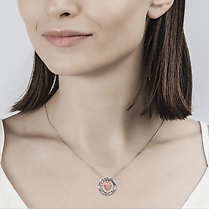 oGoodsunj Sterling Silver Keepsake Jewelry Cremation Pendant Eternity Urn Necklace for Ashes - Double Rings Urns Necklaces You Are Always In My Heart I Love You Forever (Mom, Rose Gold)