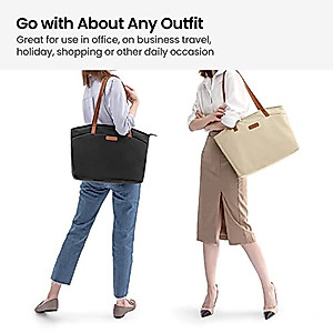 tomtoc Tote Bag for Women, Water-resistant Laptop Shoulder Bag Lightweight Large Capacity Shopping Bag for Daily Office Work, Business Travel Fits up to 16-inch MacBook Pro