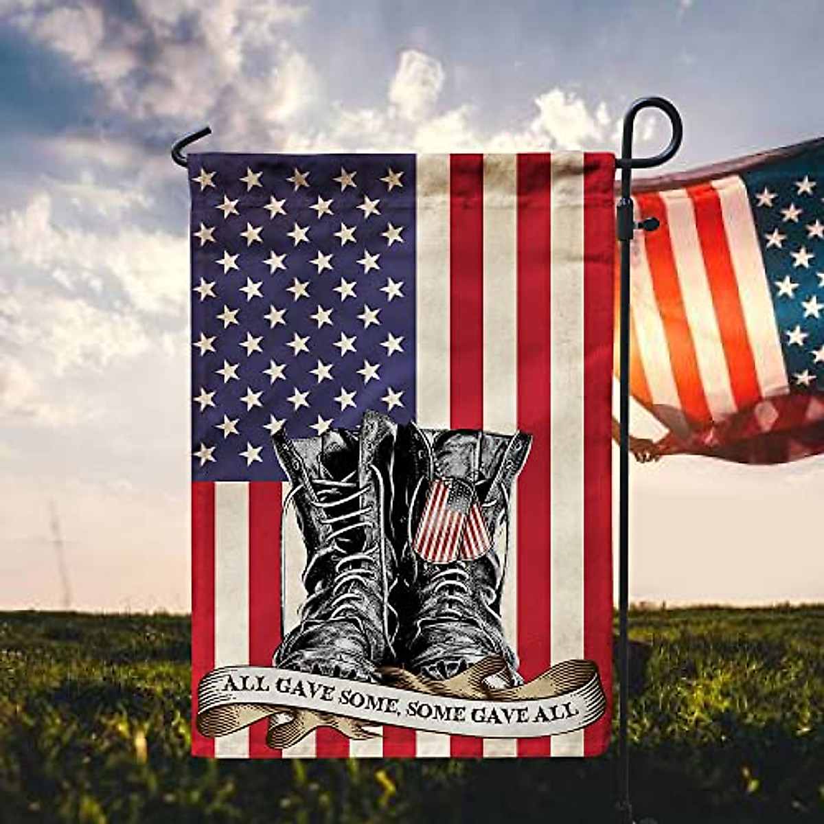 Artsy Woodsy 4th of July Independence Day Decorations God Bless America US Veteran American Soldier Fallen Hero Patriotic Military Burlap Garden Flag 12.5x18" Double-sided All-weather Yard Outdoor (01 (12x18"))
