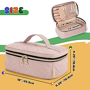 Teamoy Acrylic Paint Organizer Holds 24 Bottles of 2 fl.oz Acrylic Paint, Paint Brush Storage Bag for Art Brush and Craft Supply, Misty Rose