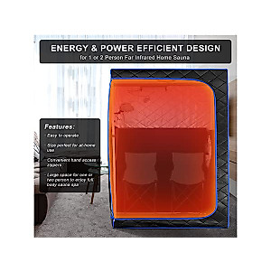 ZONEMEL Full Size Personal Far Infrared Sauna for Home, Large Space for 1 or 2 Person Saunas for Relaxation & Detox, Private Sauna with 2 Portable Sauna Chairs (L47.2 x W35.4 x H63) (Black)