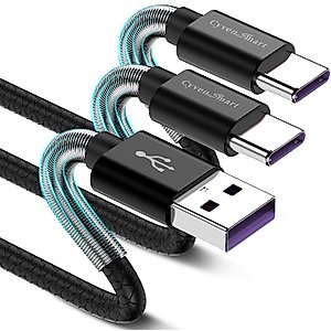 CyvenSmart USB Type C Cable 10ft, [2 Pack] USB A 2.0 to USB-C Fast Charger Durable TPE Cord Compatible with Samsung Galaxy A10/A20/A51/S10/S9/S8 Plus/Note 9/8,LG V50 V40 G8 G7 Thinq-Black