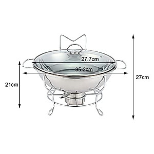 MagiDeal Round Buffet Chafer Multifunction with Lids 3.5L Portable Large Capacity Warming Tray Serving Tray Holder Chafing Dish for Catering Parties