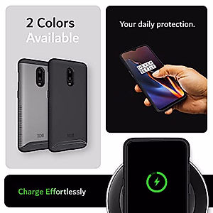 TUDIA DualShield Designed for OnePlus 6T Case, [Merge] Dual Layer Heavy Duty Slim Hard Case for OnePlus 6T (Matte Black)