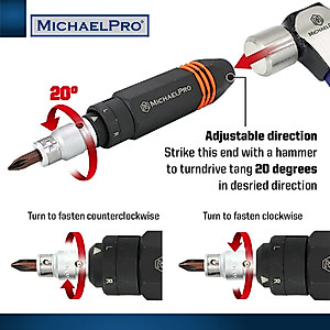 MichaelPro 1/2 Inch Drive Manual Impact Driver Set, Includes 11 Bits and 1/2" Bit Holder, 6-sided Enhanced Non-Slip Grip, Heavy Duty