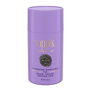 Toppik Hair Filler Keratin Hair Fiber Powder 12g - Hair Thickener for Women, Camoflauge Roots, Fills Hairline Gaps For Fuller Hair - Black