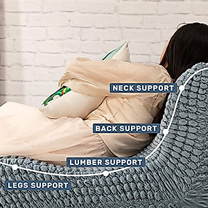 ALIMORDEN Accent Bean Bag Couch for Adult, Soft Plush Lounge Chair Lazy Leisure Sofa for Living Room, Bedroom, Salon, Office, Grey