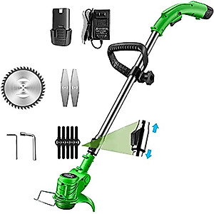 GMRZ Electric Grass Cutting Machine Cordless Lawn Edger Trimmer with Eplacement Blade and Rechargeable Batteries, 21V Stringless Handheld Weed Whacker,1 Battery