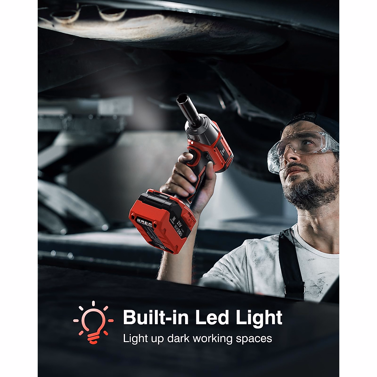 Avhrit Cordless Impact Wrench 1/2 Inch, 480Ft-lbs(650Nm) Brushless 1/2 Impact Gun w/ 2x 4.0 Batteries, Fast Charger, 4 Sockets, 6 Screws, Electric Impact Wrench for Home Car Tires