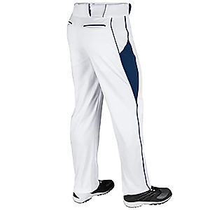 CHAMPRO Youth Triple Crown OB2 Open-Bottom Loose Fit Baseball Pants with Adjustable Inseam and Reinforced Sliding Areas , white,navy, Medium